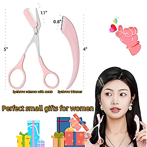 Eyebrow Trimmer Set 6PCS Eyebrow Scissors with Comb Stainless Steel Eyebrow Razor Eyebrow Eyelash Hair Removal Accessories for Women Men