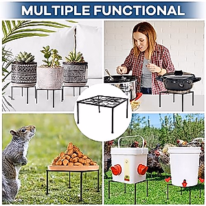 Metal Stand for Chicken Feeder Waterer, 2PCS Iron Stand Holder with Anti-Slip Strips for Buckets Barrels, Chicken Metal Stand for Feeder Waterer Port Indoor Outdoor Coop Poultry(Square)