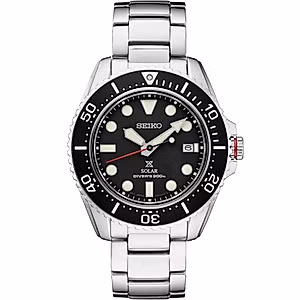 SEIKO SNE589 Watch for Men - Prospex Collection - Stainless Steel Case and Bracelet, Black Dial
