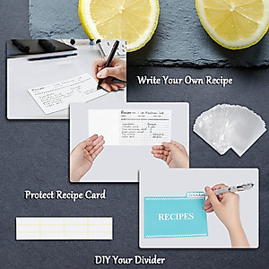 Fortuning's JDS Recipe Box with Cards and Dividers, Pinewood Recipe Organizer with 100 Double Sided 4x6 Recipe Cards, 100 Card Sheet Protectors, 12 Dividers and 2 Label Stickers