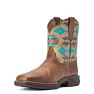 Ariat Womens Anthem Shortie Savanna Western Boot Dry Taupe/Turquoise Aztec 8.5