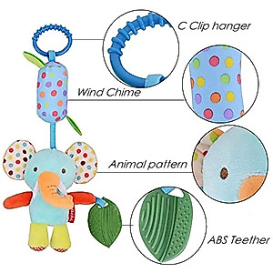 Bivan Baby Toy Soft Hanging Rattle Learning Toy with Teethers Plush Animal C-Clip Ring Infant Newborn Stroller Car Seat Crib Travel Activity Wind Chimes Hanging Toys for Boys Girls, 4 Pack