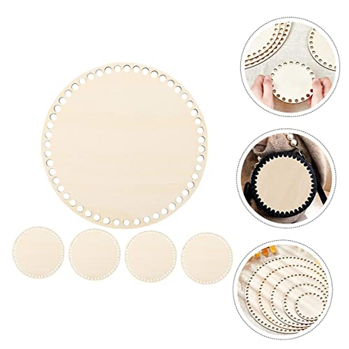 STOBAZA 25 pcs Woven Bag Base Round Bottom Basket Wood Bag Bottom Basket Bottom Basket Weaving Base Wooden Handbag Base Circle Purse DIY Kits Wooden Bag Bottom Shaper Round Basket Crochet