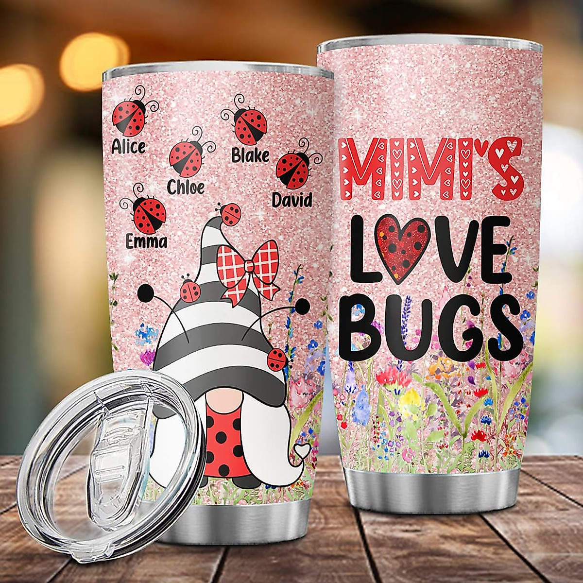 So Many Pets Personalized Gnome I Love Being A Nana Mimi Grandma Tumbler Cup with Grandkids Names, Gift For Grandmother Granny Grammy Birthday Gifts 20oz 30oz Insulated Coffee/Tea with Lid