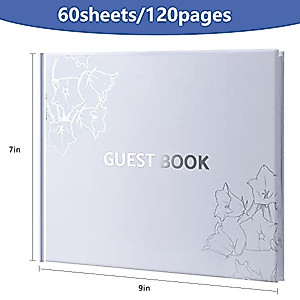 BPFY Wedding Guest Book, Sign in Guest Book for Wedding Reception, 9"x7" 120 Page Wedding Registry Guestbook with Sliver Foil, Purple Flower Floral Design Baby Shower Guest Book