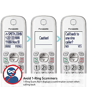 Panasonic Cordless Phone with Answering Machine, Link2Cell Bluetooth, Voice Assistant and Advanced Call Blocking, Expandable System with 4 Handsets - KX-TGD864W (White)