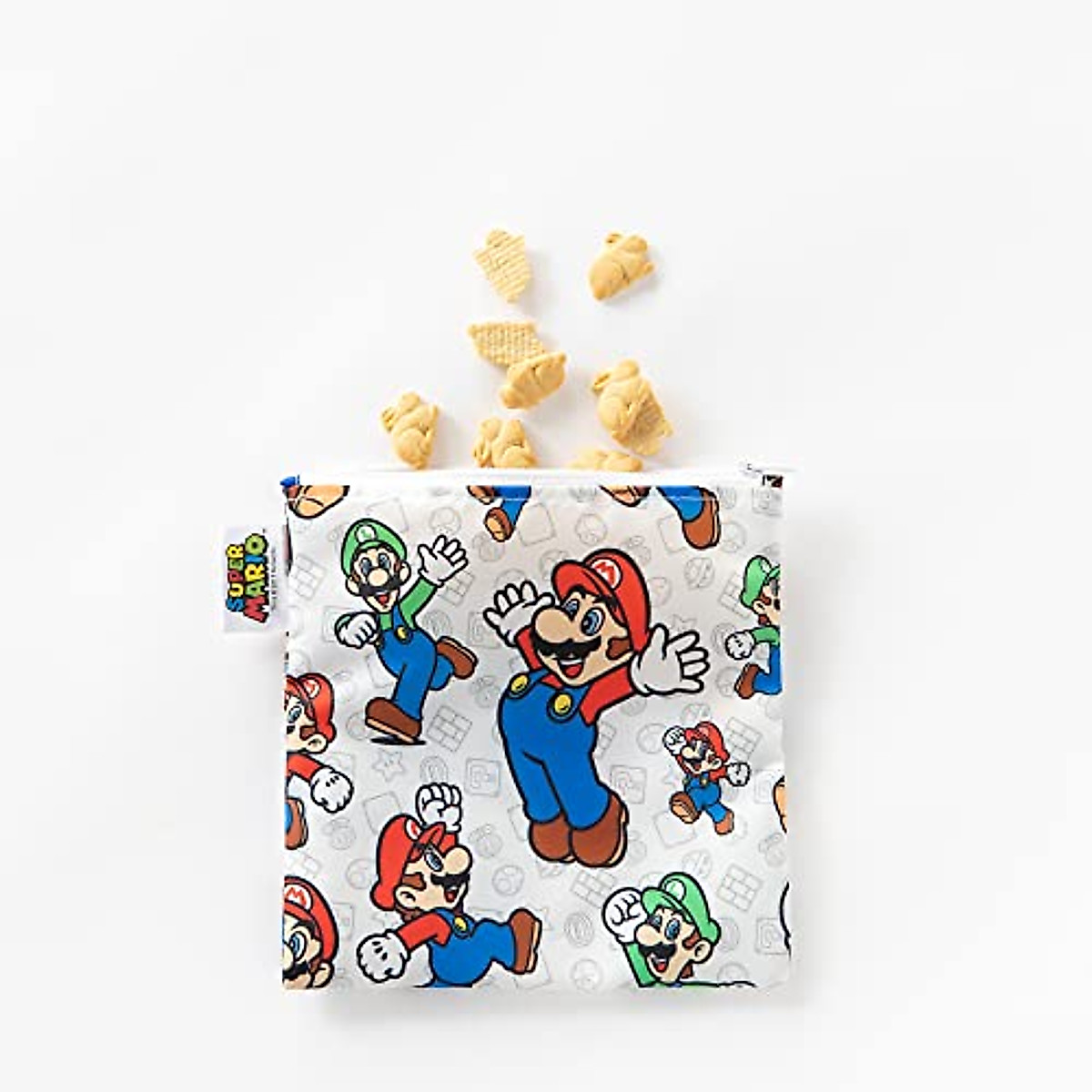 Bumkins Sandwich Bag / Snack Bag, Reusable Fabric, Washable, Food Safe, BPA Free, 7x7 â€“ Nintendo Mario/Luigi, Pack of 1