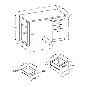 Monarch Specialties 7691 Computer Desk, Home Office, Laptop, Left, Right Set-up, Storage Drawers, 48" L, Work, Laminate, Contemporary, Modern Desk-48 Facing, 47.25" L x 23.5" W x 30" H, Black/Black