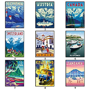 YEN TOWN Set of 18pcs Travel City Posters Collage Kit Trendy Cities Travel Around World Landscape Poster Set For Wall Decor Unframed 11.6x16.5inch(30x42cm) X18pcs