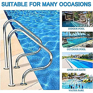 Pool Handrails Metal Pool Hand Rail, Easy Mount Inground Pool Entry Grab Rail, Swimming Pool Stair Rail for Garden Backyard Water Parks, Silver
