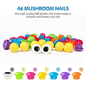 Fansteck Button Art Toy for Toddlers, Color Matching Early Learning Educational Mosaic Pegboard, Safe Nontoxic ABS Plastic Premium Material, 12 Pictures and 46 Buttons,with a Bag Easy to Storage