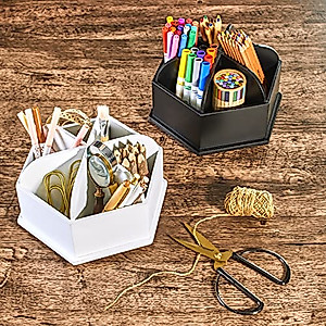 The Lakeside Collection Rotating Craft Organizer - Lazy Susan Desk Organizer Caddy for Utensils - White