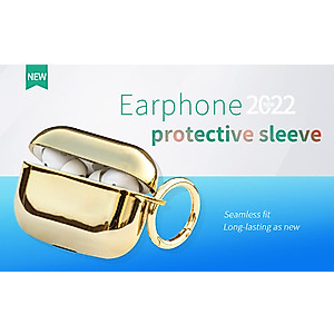 AirPods Pro Case Cover with Keychain， Mirror Plating Silicone Skin Accessories for Women Men with Apple 2019 Latest AirPods Pro Case (Gold)