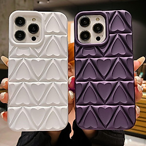 HYUEKOKO Compatible with iPhone 14 Pro Max Case Love Heart Pattern Soft TPU Shockproof Camera Protective Back Cover for Women Girl Cute Phone Case for iPhone 14 Pro Max 6.7 Inch Dark Purple