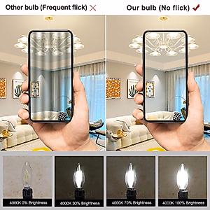 CRLight 2W 4000K LED Candelabra Bulb Daylight White 30W Equivalent 300LM, E12 Base Dimmable LED Chandelier Filament Light Bulbs, Antique Style B10 Clear Glass Candle Torpedo Tip, 12 Pack