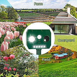 4 Pack Ultrasonic Animal Repellent Outdoor Solar Cat Deterrent with PIR Motion Sensor Flash Light for Squirrel Cat Deer Skunk Rabbit Coyote Dog, Deer Repellent Devices Skunk Repellent for Yard