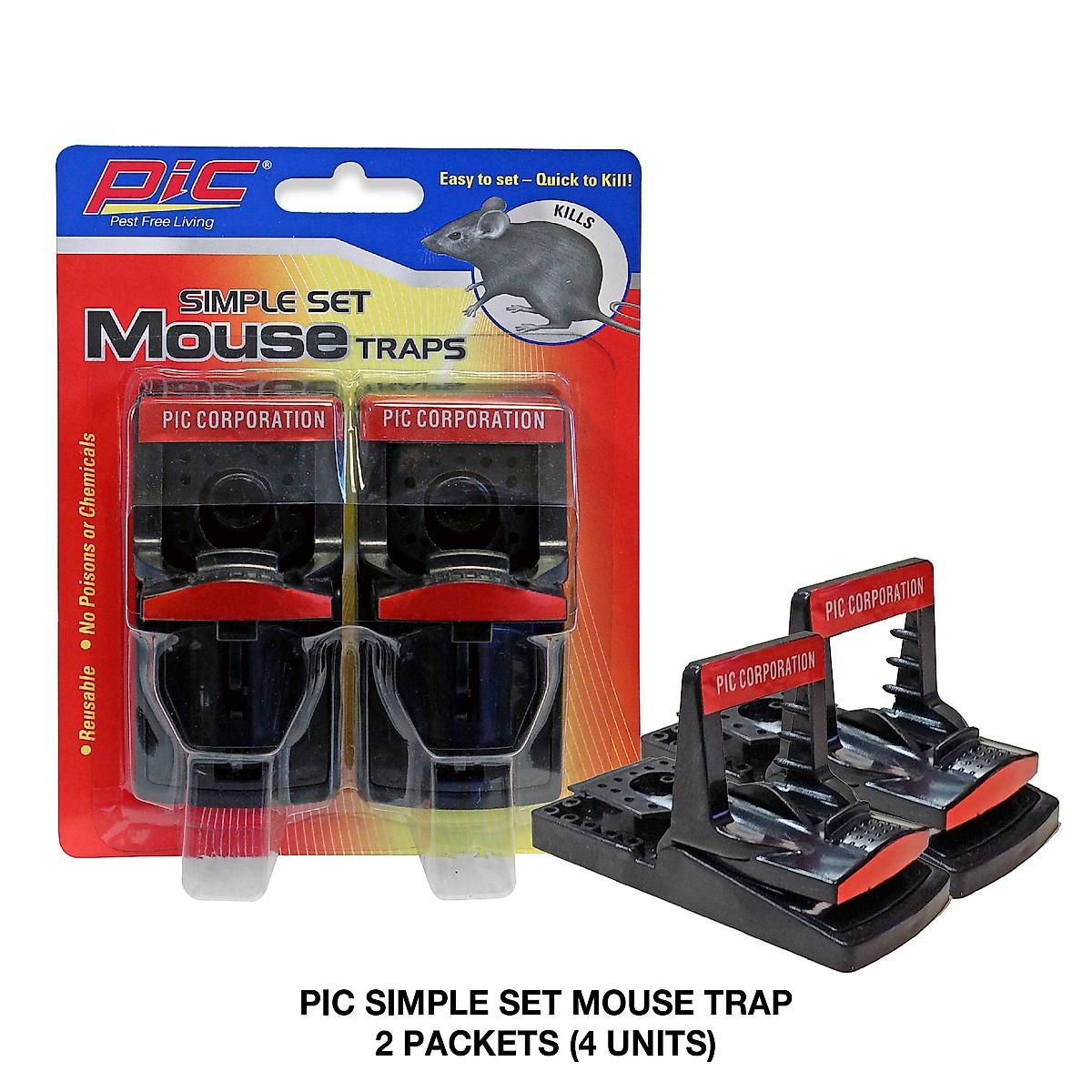 Pic PMT2 Plastic Mouse Trap, 2-Pack