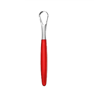 Oral Basics Tongue Scraper, Stainless Steel Metal Swish Cleaner for Adults and Kids with Stainless Steel Travel Case- 2 Pack (1 Black & 1 Red)
