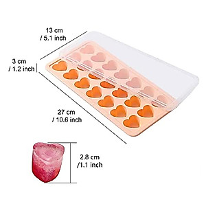 Heart Shaped Ice Cube Trays - Silicone Heart Ice Cube Tray with Lid,Silicone Shaped Ice Cube Molds,Silicone Mini Heart Shape Ice Cube Mold,21 Holes,Easy to Remove,Easy to Clean,BPA Free