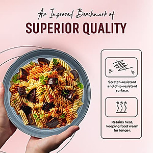 American Atelier Pasta Bowls Set of 4-20 oz, Microwave and Dishwasher Safe, Wide Shallow Stoneware Salad Bowl Set, Dinnerware Plates for Serving Dinner, Kitchen, and Eating (Light Blue)