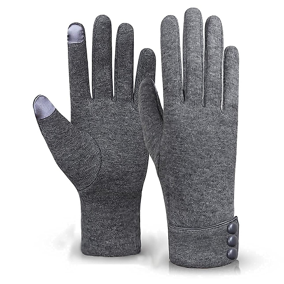 Tomily Womens Touch Screen Phone Fleece Windproof Gloves Winter Warm Wear (Gray)