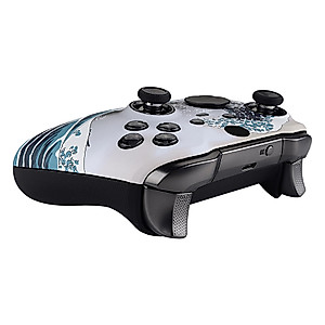 eXtremeRate The Great Wave Patterned Faceplate Cover, Soft Touch Front Housing Shell Case Replacement Kit for Xbox One Elite Series 2, Xbox Elite 2 Core Controller Model 1797 - Accent Rings Included