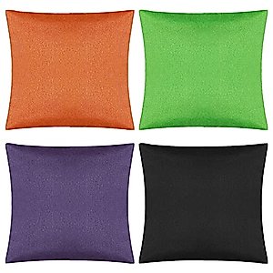 yeabwps Pack of 4 Decorative Outdoor Waterproof Throw Pillow Covers Square Garden Cushion Cases for Patio, Couch, Tent and Sofa, 18 x 18 Inches,(Orange, Black, Green, Purple)