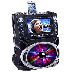 Karaoke USA GF842 DVD/CDG/MP3G Karaoke Machine with 7" TFT Color Screen, Record, Bluetooth and LED Sync Lights