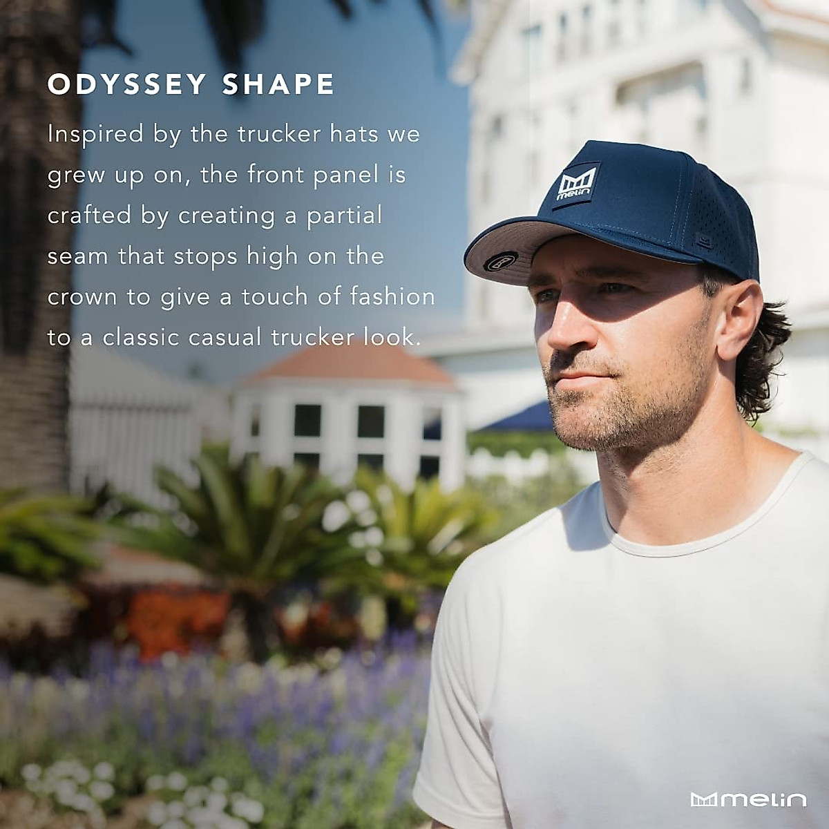 melin Odyssey Stacked Hydro, Heather Charcoal, Men's Performance Snapback Hats, Water-Resistant Fitted Baseball Caps for Men & Women, Golf, Running, or Workout Hat, XL