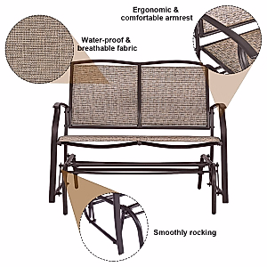 Giantex OP3100-New Patio Glider Bench, Brown 41.5"X28.0"X37"(LXWXH)