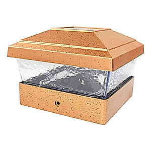 8 Pack Copper Outdoor Garden 5 x 5 Solar LED Post Deck Cap Square Fence Light Hammered Lens Landscape Lamp PVC Vinyl