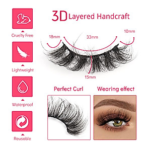 MilyBest Lashes False Eyelashes 10 Pairs Fluffy Cat Eye Faux Mink Lashes Pestañas Postizas D Curl Volume Fake Lashes Wispy Natural Look Eye Lashes Strip Sets Pack
