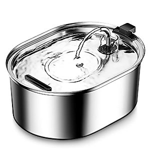 Cat Water Fountain Stainless Steel - Water Fountain for Cats Inside with Ultra-Quiet Pump, 3.2L/108oz Cat Fountains for Drinking, Automatic Cat Fountain Water Bowl for Multiple Pets