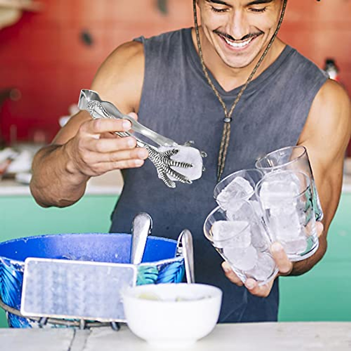 DUZFOREI 8" Ice Tongs, Stainless Steel Eagle Claw Shape Ice Tongs, Creative Gifts