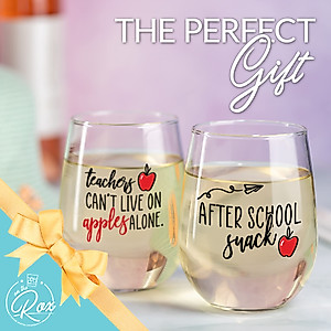 Teacher Wine Glass Set 17 oz - Teacher Gifts for Women | Great Teacher Appreciation Gift | Birthday or Appreciation Gift for the Best Principal | Funny Teacher Gifts Glasses Tumbler Cup