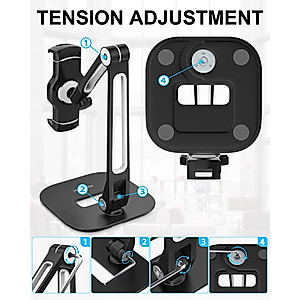 AboveTEK Tablet Stand, Multi-Angle Adjustable iPad Stand Holder, 360° Swivel iPad Stand Aluminum Desk Mount Fits 4”-11"(Diagonal) iPad/Mini/Air/Pro for Business Kiosk Office – Black