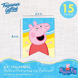 Treasures Gifted Officially Licensed Peppa Pig Birthday Banner - Peppa Pig Happy Birthday Banner - Peppa Pig Birthday Party Supplies - Peppa Pig Party Decorations - Peppa Pig Banner