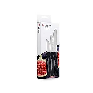 WUSTHOF knife set 3 pieces, Create Collection (1065370001) with paring knife, vegetable knife and universal knife, sharp kitchen knives black, rustproof