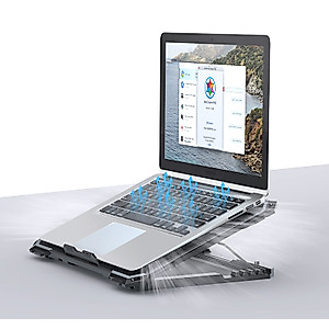 KYOLLY Upgrade Laptop Cooling Pad,Gaming Laptop Cooler with 5 Quiet Fans,2 USB Ports,5 Adjustable Stand Height,Blue LED Lights,for 15.6 Inch Laptops