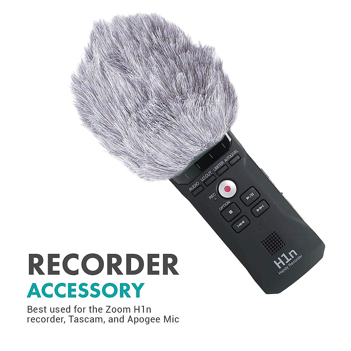 Movo WS1 Furry Microphone Windscreen for Zoom H1n Recorder - Outdoor Microphone Cover for Small Microphones up to 2.5" x 40mm (L x D) (Light Gray)