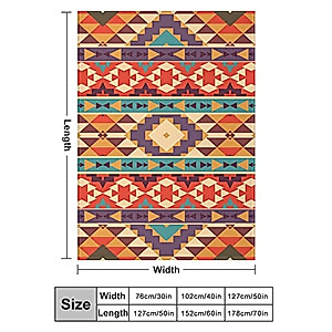 Colorful Aztec Pattern Throw Blanket for Couch Bed Flannel Lap Blanket Lightweight Cozy Plush Blanket for All Seasons 50"x70"