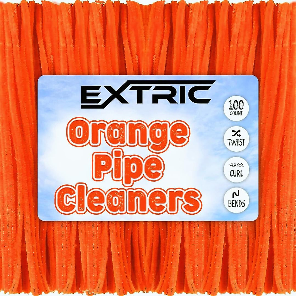 Pipe Cleaners- 100Pc. Pipe Cleaner Orange Pipe Cleaners-Chenille Stems, Pipe Cleaners Craft, Fuzzy Sticks Great Craft Supplies DIY Art & Craft Projects| 6mm x12 inch