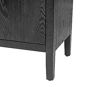 Merax Wood Sideboard Buffet Cabinet with Storage, 4 Door Farmhouse Cupboard w/Adjustable Shelves, Console Table for Kitchen, Dining/Living Room, Black
