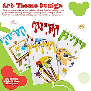 24 Pieces Mini Notebooks Paint Art Party Favors Mini Spiral Notepad Painting Brushes Drawing Board Palette Memo Art Themed Party Favor Painting Party Supplies Children Classroom Rewards for Boys Girls