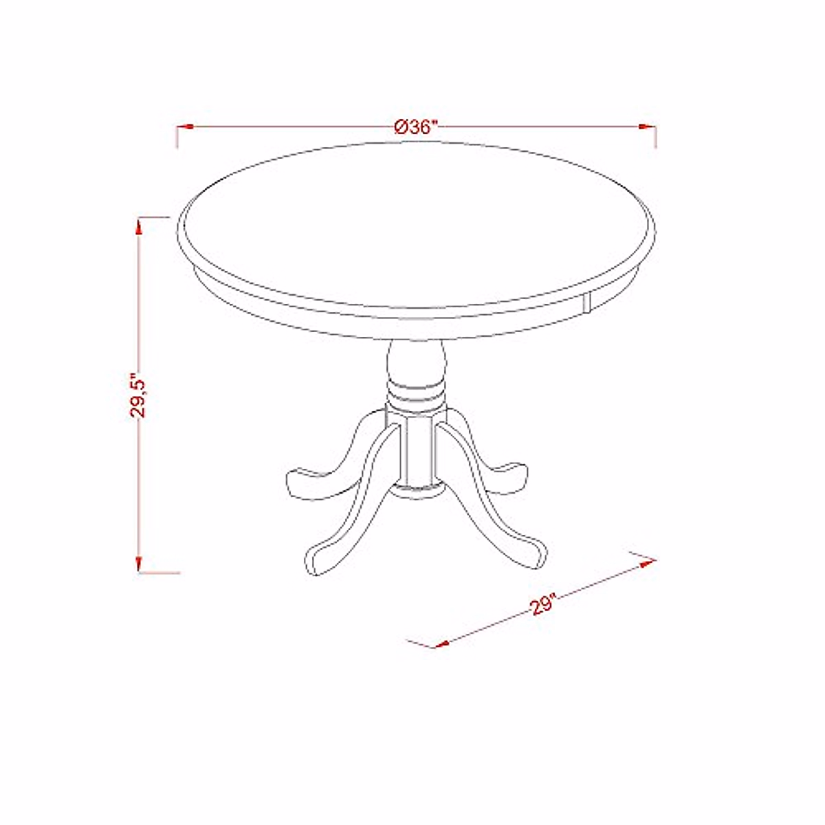 East West Furniture ANBR5-LWH-02 Dining Set