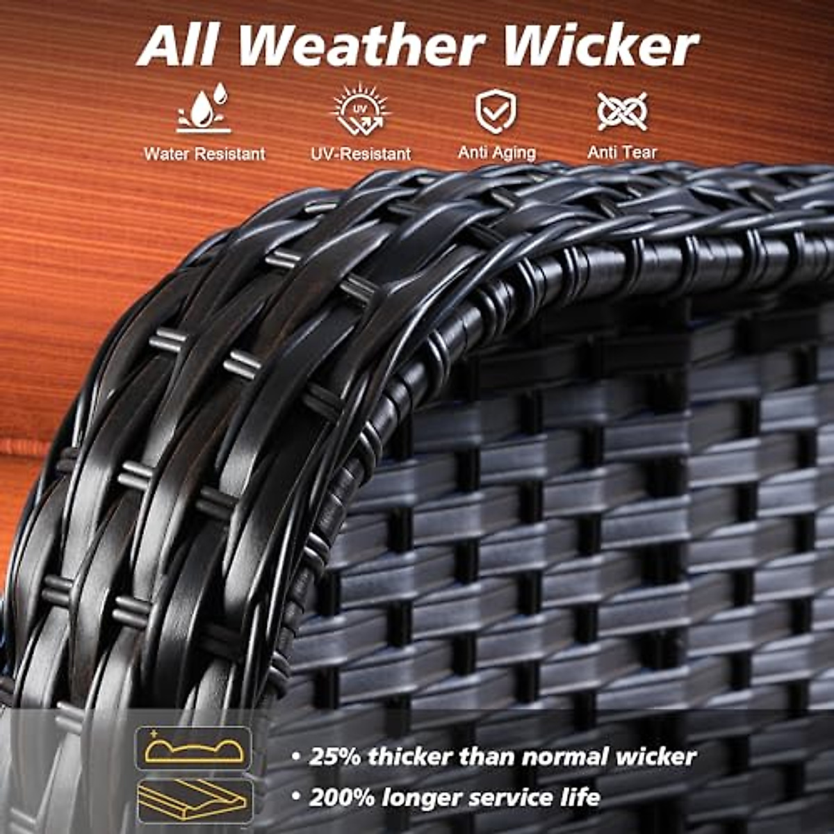 XIZZI Patio Furniture Sets with High Back Sofa,5 Pieces Outdoor Furniture Conversation Set,All Weather Wicker Outside Couch with Chairs and Ottomans,Brown Wicker Orange Red