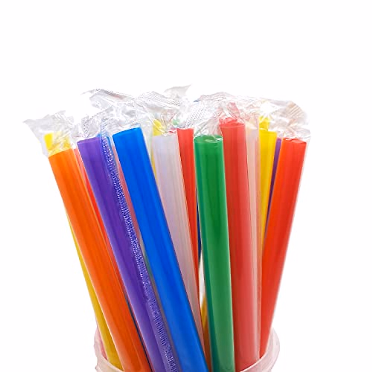 KoberrLi Straws Disposable Boba Jumbo Smoothie Milkshake 100Pcs Wide Straws for Boba Tea Shake Drinking(9.45" Tall, 0.43" Diameter)