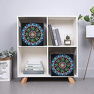 Polish Traditional Folk Art Collapsible Storage Bins Basics Folding Fabric Storage Cubes Organizer Boxes with Handles