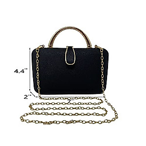 Cirilla Women PU Evening Bag Clutch Purse Crossbody Bag With Handle and Detachable Chain Strap for Wedding Cocktail Party, Banquet (Black)