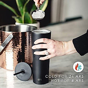 Simple Modern Insulated Tumbler with Lid and Straw | Iced Coffee Cup Reusable Stainless Steel Water Bottle Travel Mug | Spring Break Gifts For Her & Him | Classic Collection | 12oz | Midnight Black